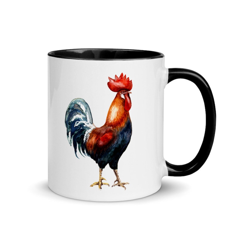 Rooster Mug with Black AccentsWatercolor Rooster Coffee | Etsy