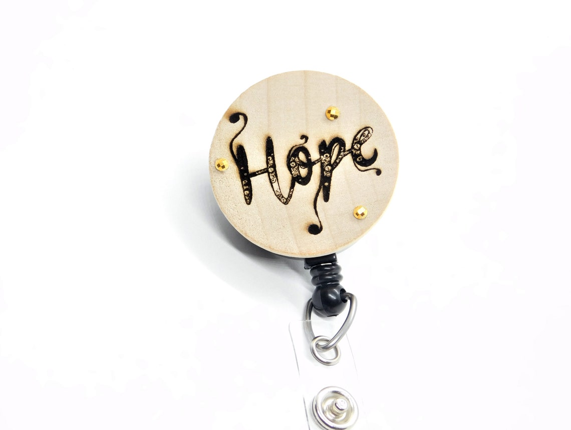 Hope Retractable Badge Reel Wood Engraved Medical Retractable - Etsy