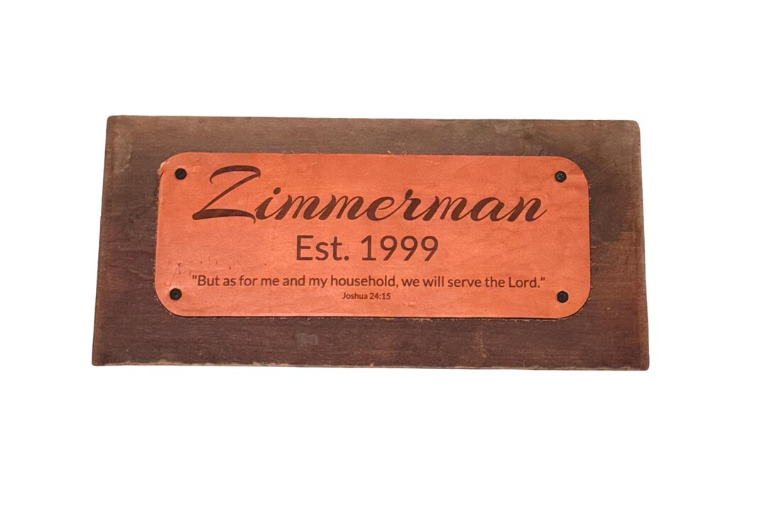 Custom Engraved Leather Sign: Rustic Wood Plaque, Personalized Home ...