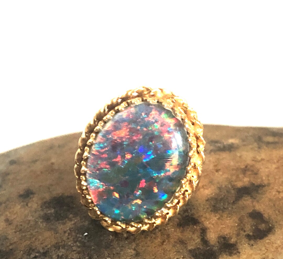 Opal Ring Large Opal Australian Opal Triplet Filagree Birthday Gift ...