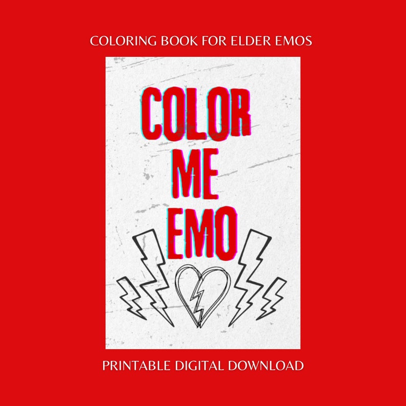 Color Me Emo: Elder Emo Adult Coloring Book | Digital Download PDF - Etsy