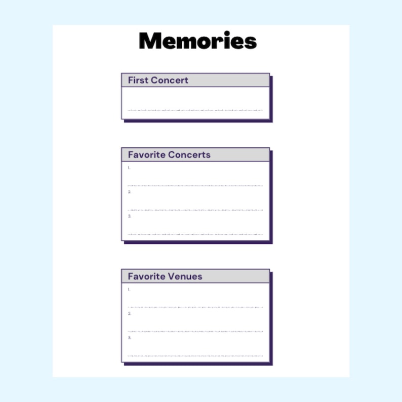Concert Journal | Guided Concert Recap Memory Book | Digital Download ...