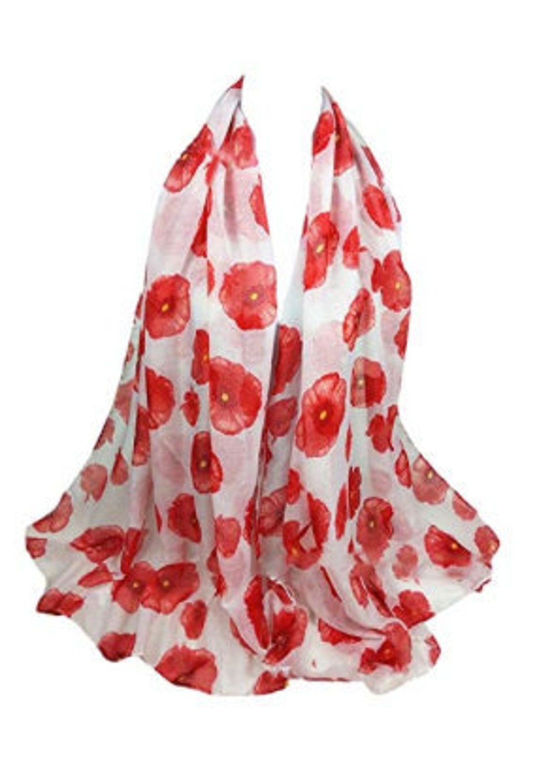 Beautiful Poppy Scarf / Poppies / White Scarf / Teacher - Etsy