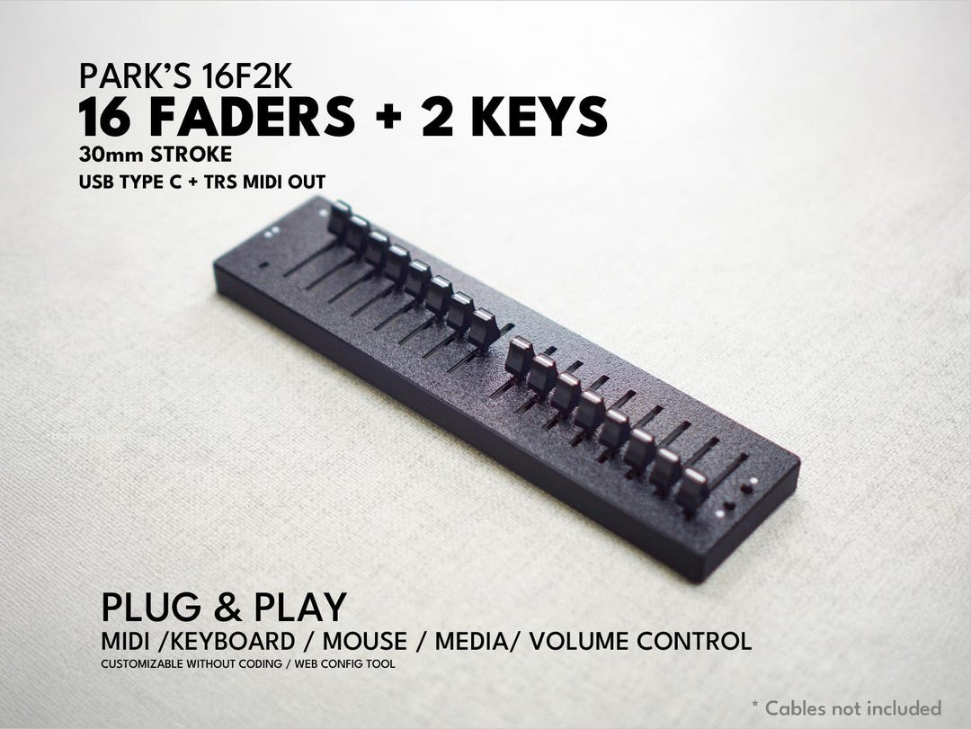 Preorder) MIDI Controller - Parkstool 16F2K (16 Faders + 2 Keys) / Plug and Play / Customizable ...