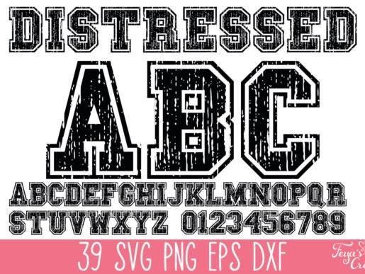 Distressed Varsity SVG Font Pack - Etsy