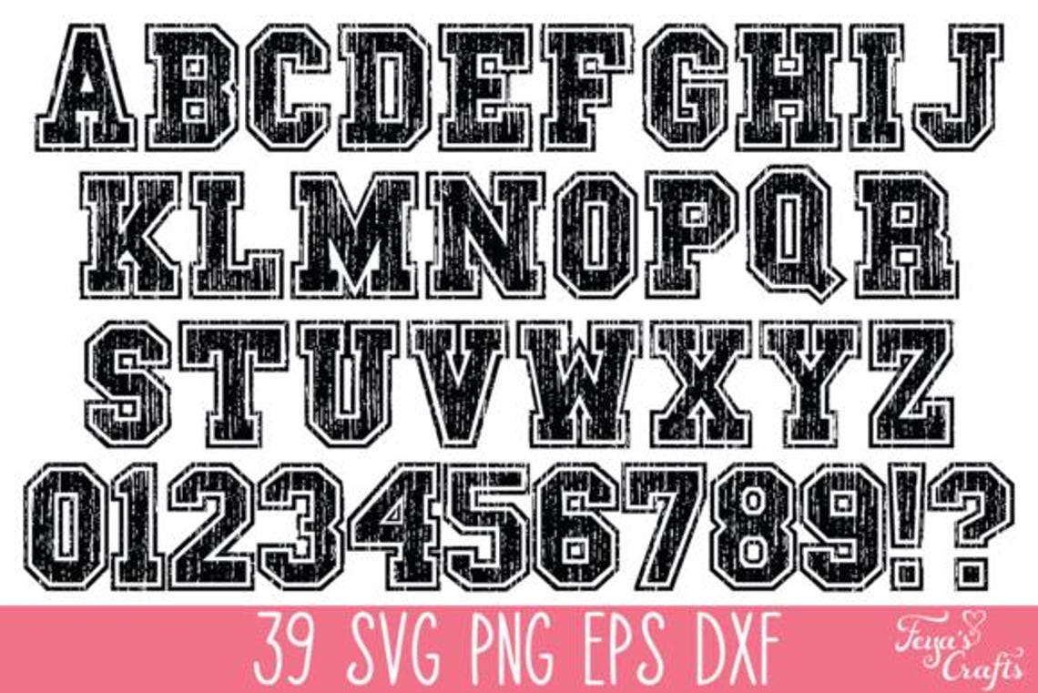 Distressed Varsity SVG Font Pack - Etsy