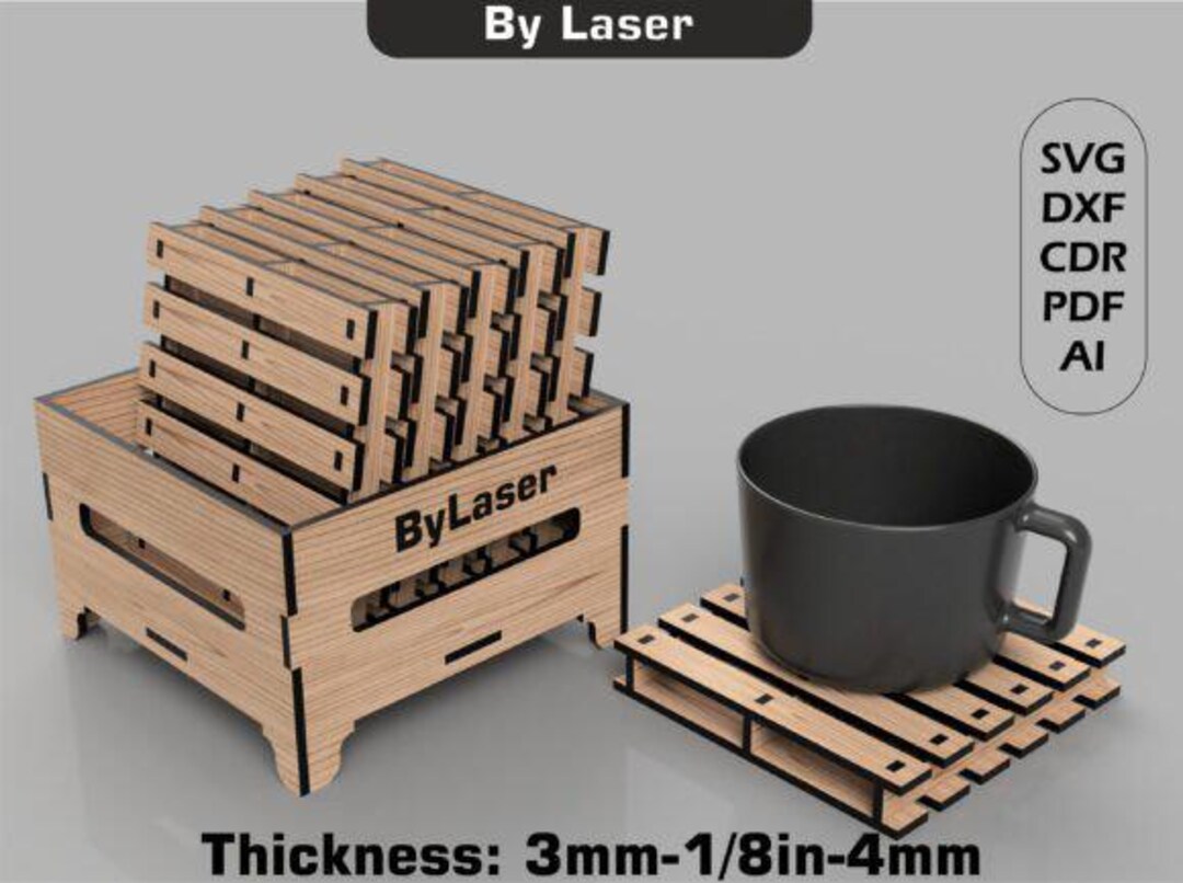Boxed Pallet Coaster Svg Files, Vector Files for Wood Laser Cutting - Etsy