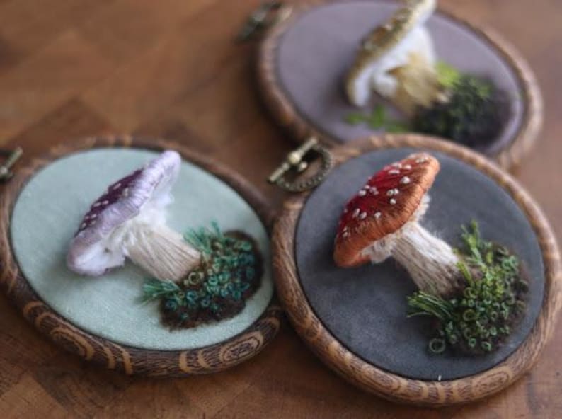 PDF PATTERN - 3D Mushroom Stump Work Embroidery DIY - Etsy