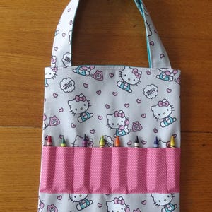 Coloring Book/crayon Tote - Cute Kitty Hello Art Tote , Child Traveling ...