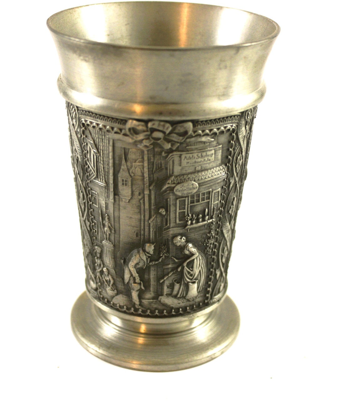 Zinn Becker Pewter Wine Cup 3D Relief Ornate German - Etsy