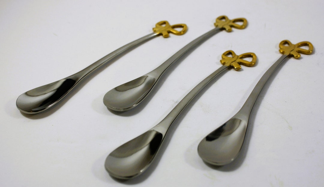 Martian Caviar Spoon Set of 4 Stainless Steel 18-8 Bow Design Japan in ...