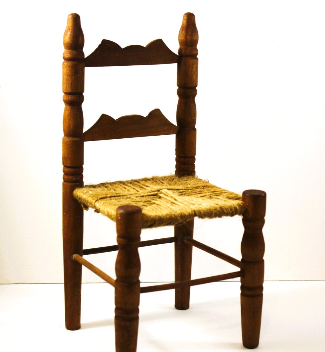 Wood Doll Chair Jute Seat Stuffed Animal Bear 12" High X 6" X 6" USA - Etsy