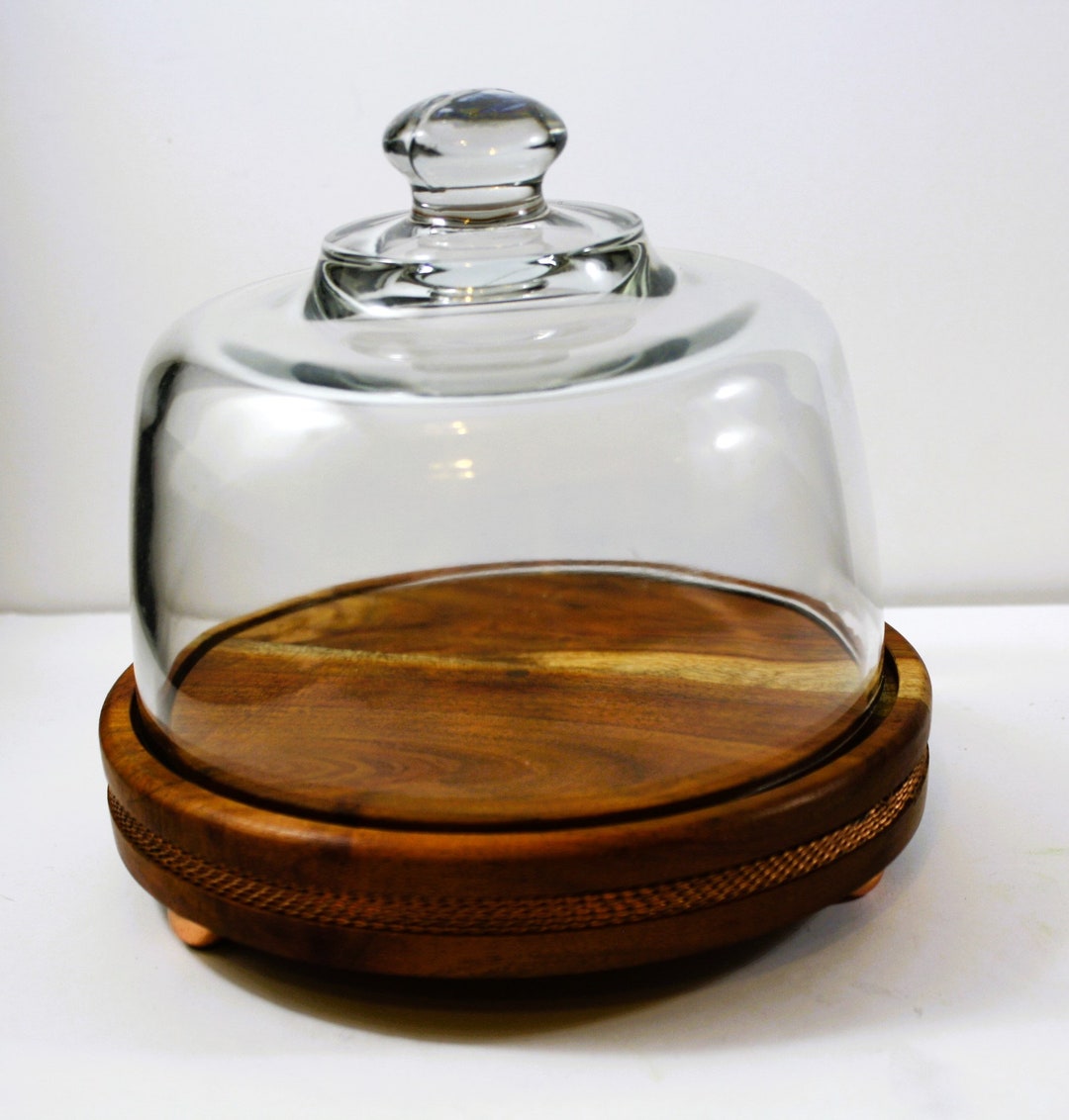 Vintage Glass Cloche and Wood Base With Copper Accents Copper Colored ...