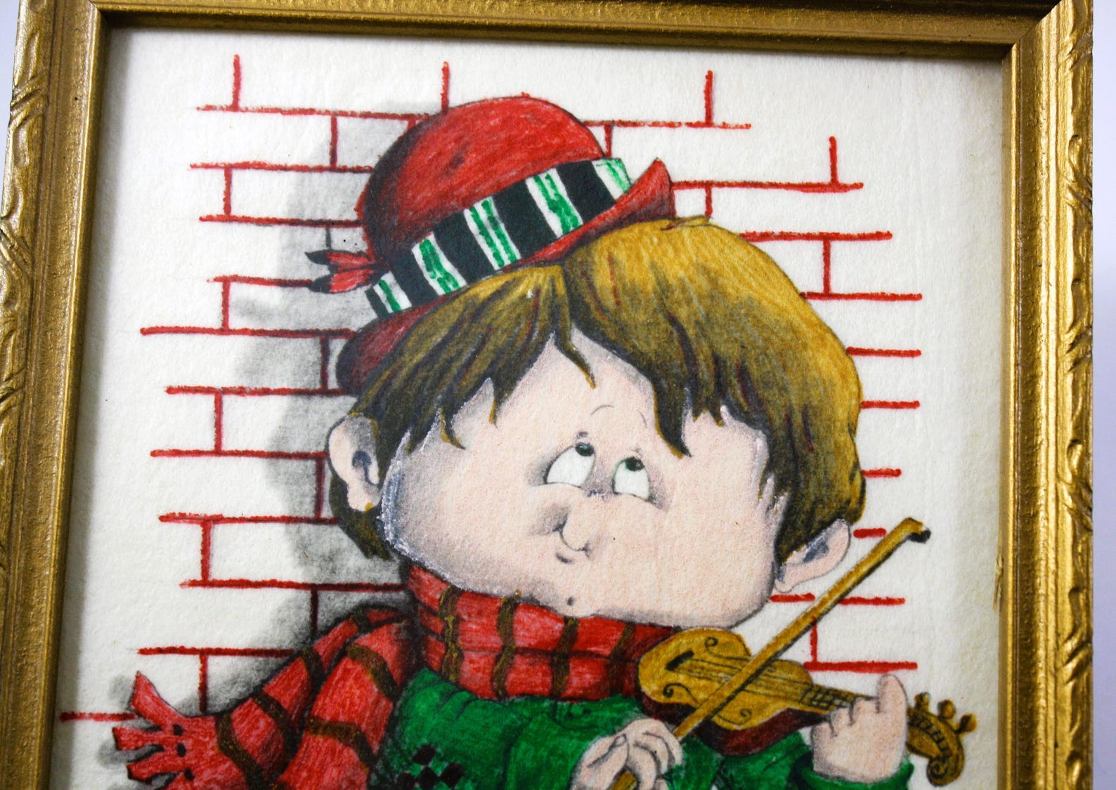 Vintage Artex Liquid Embroidery Painting Hobo With Violin 1970s With ...