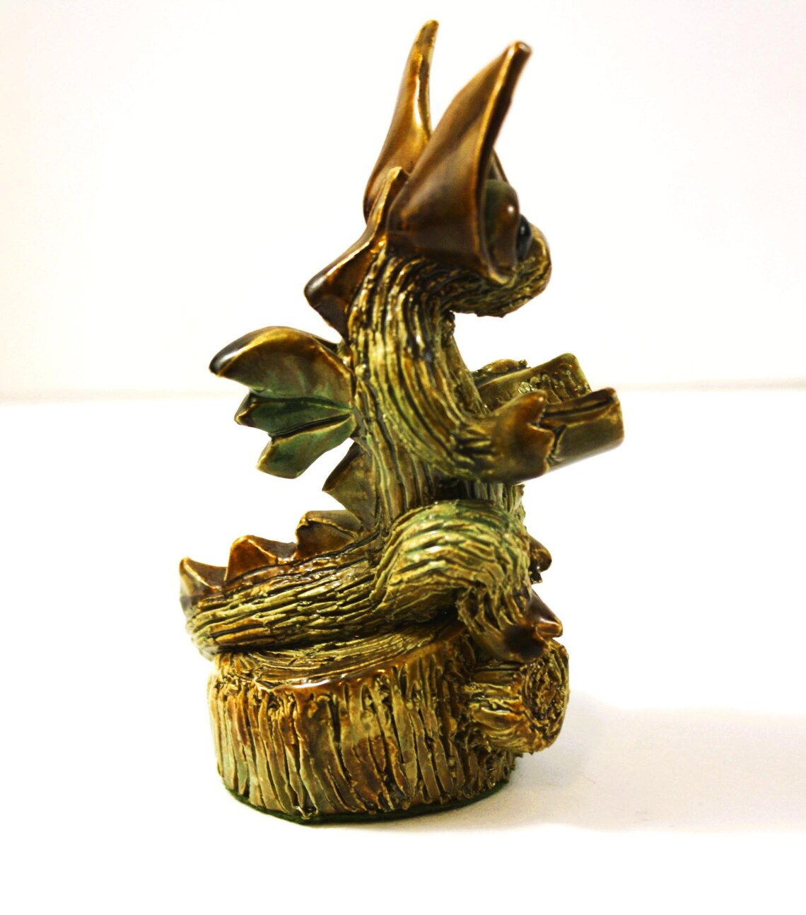 RARE Yare Designs Pottery Dragon Reading Book 1970s Handmade Green Felt on Bottom Tag England - Etsy