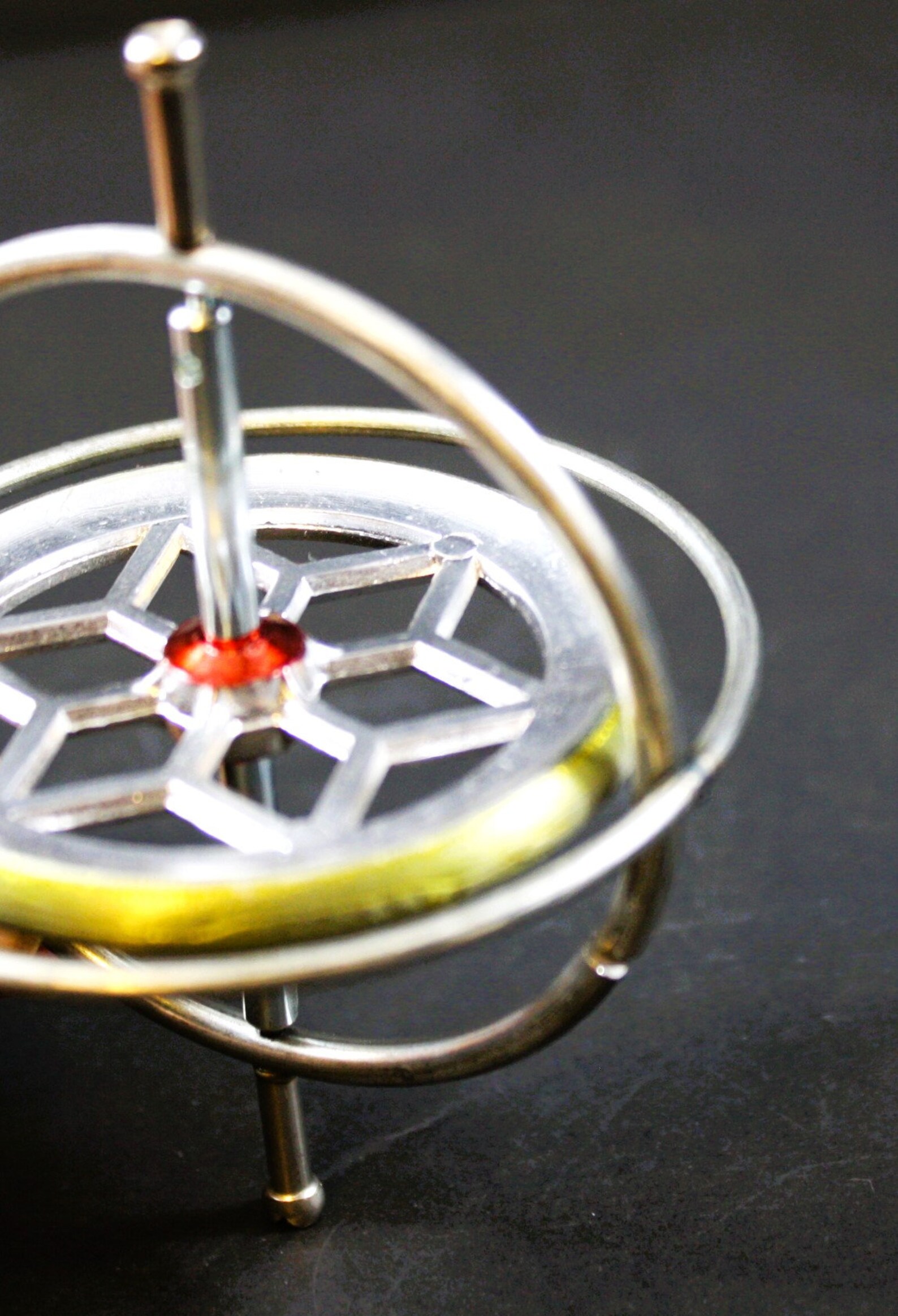 Vintage Gyroscope Metal Spinning Top Toy Red Center - Etsy