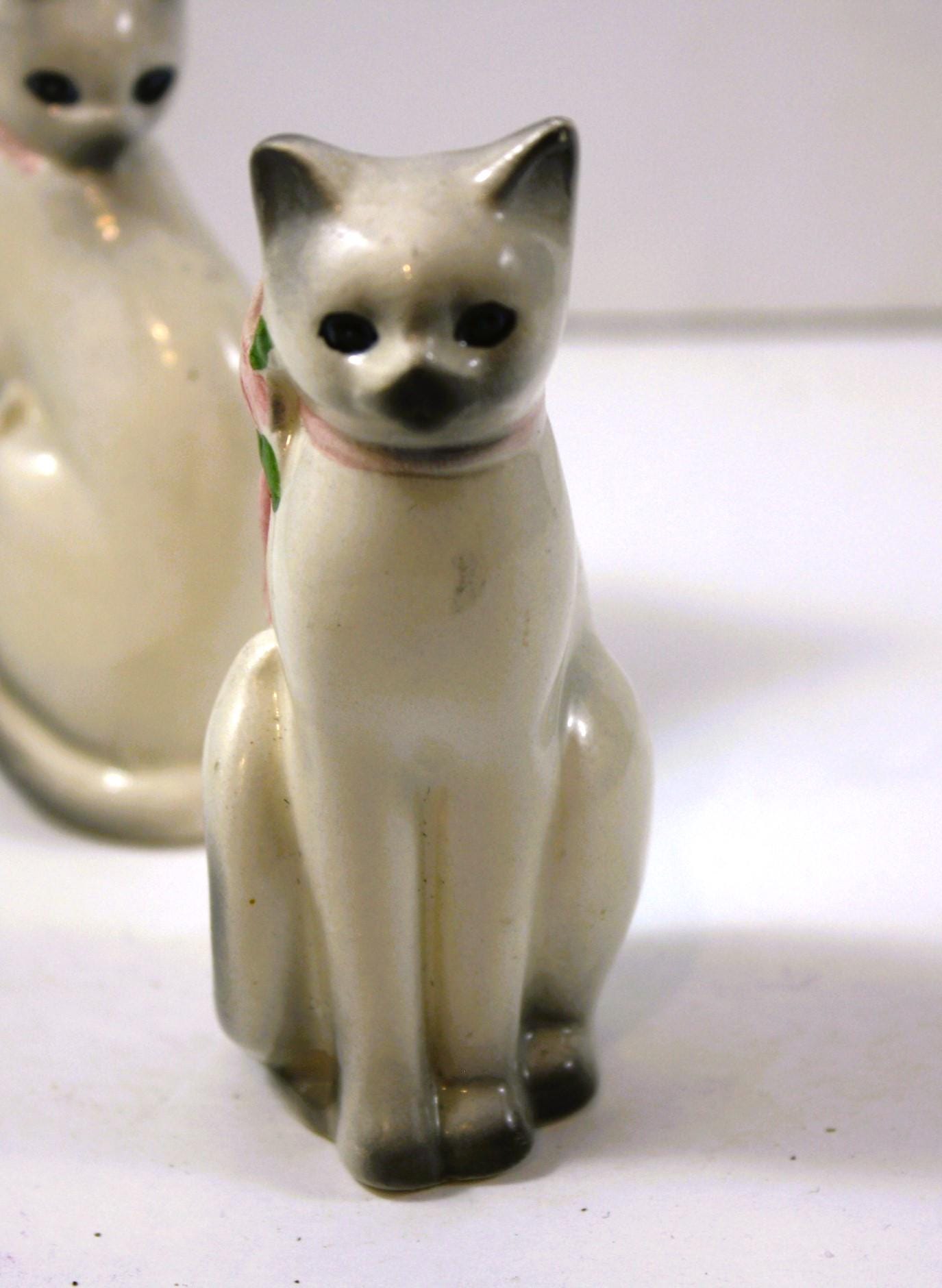 Set of Siamese Cats With Roses Salt & Pepper Shakers Porcelain With ...