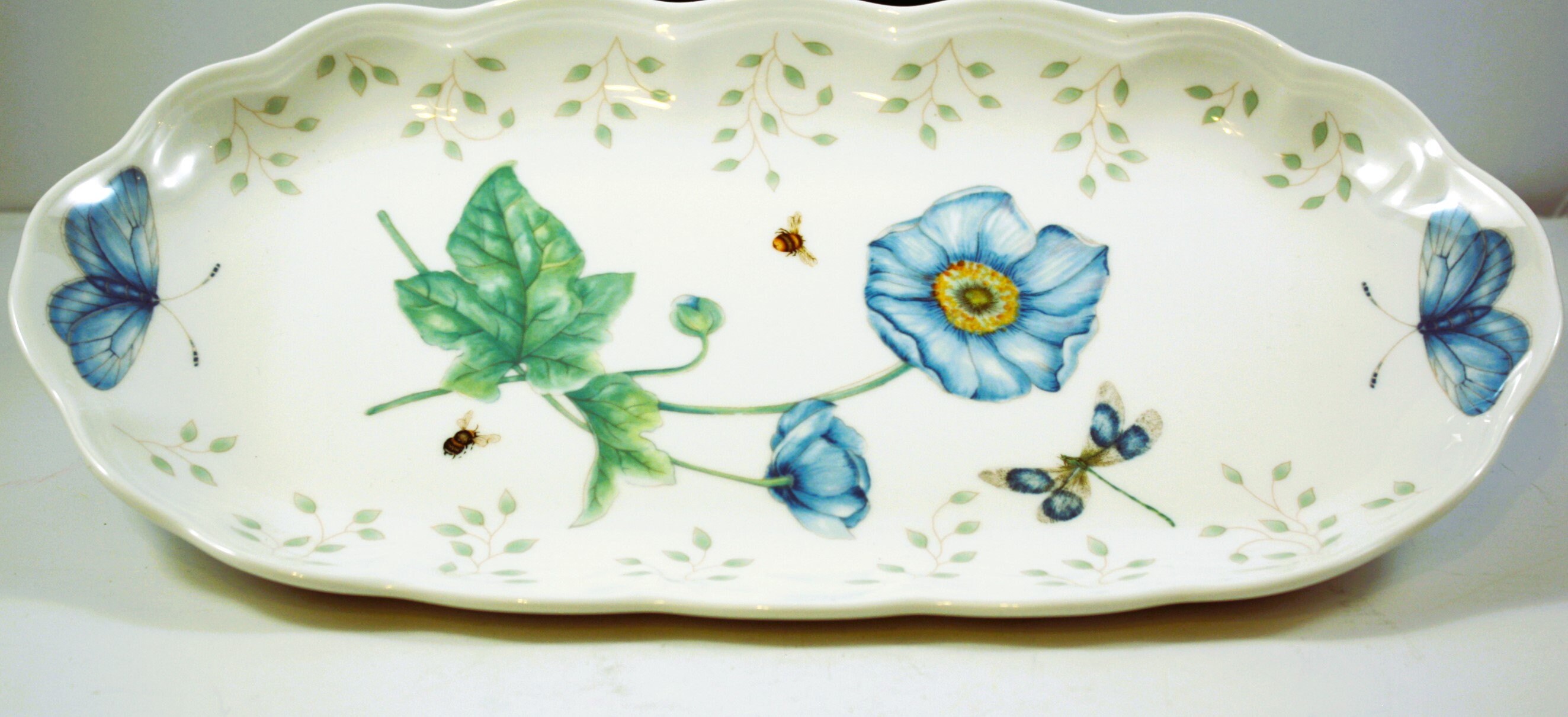 Lenox Platter Tray 'butterfly Meadow' Porcelain Flowers Butterflies 13 ...