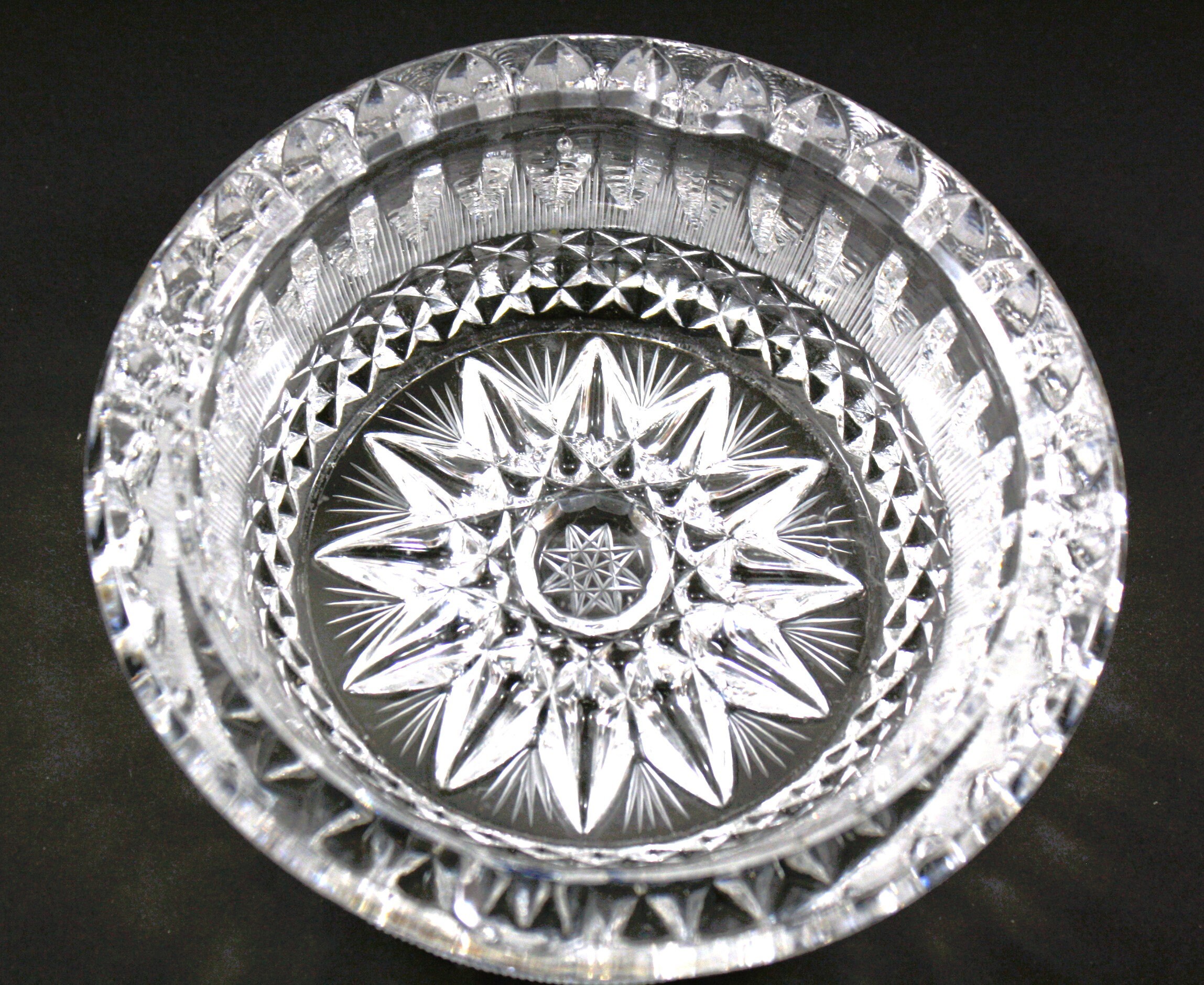 Vintage Lead Crystal Ashtray Star Cut Design American Heavy - Etsy