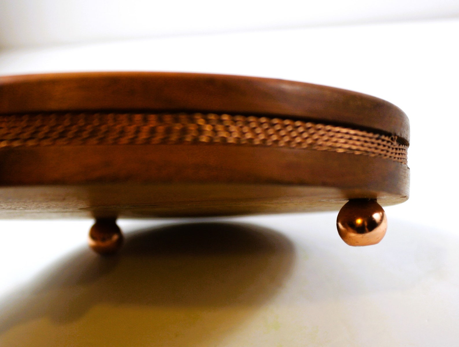 Vintage Glass Cloche and Wood Base With Copper Accents Copper Colored ...