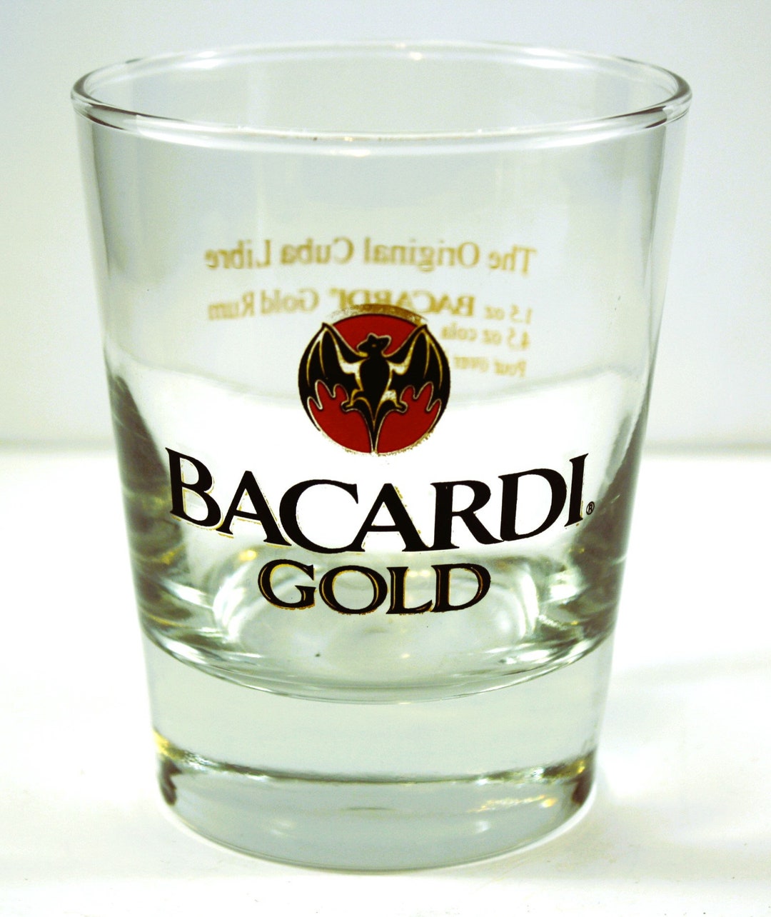 Bacardi Gold Glass Bat Logo Recipe on Back Barware Bar Low Ball - Etsy