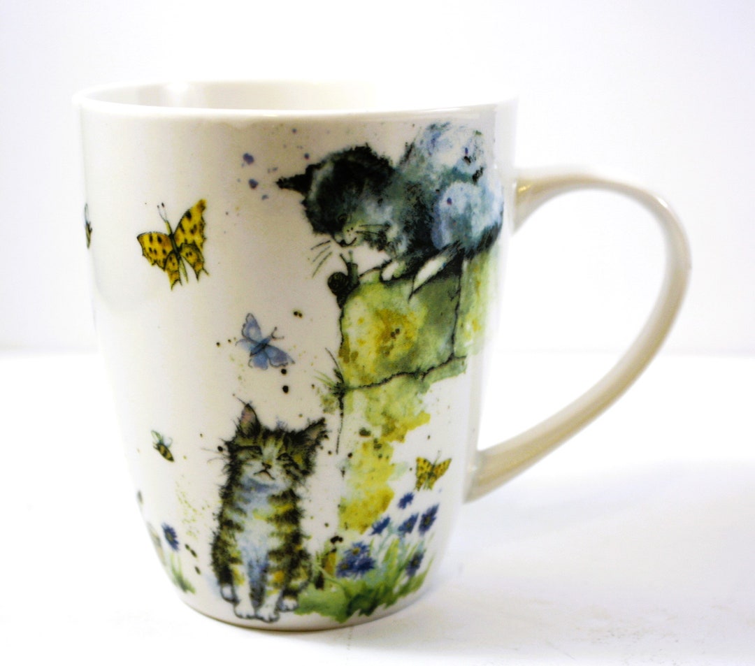 Jan Pashley Mug Watercolor Cats Butterflies Moths Bees Puckator Bone ...