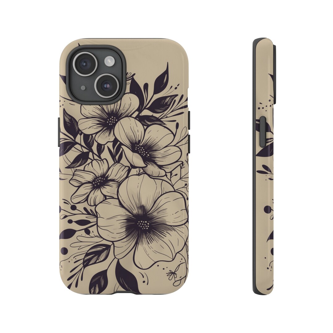 Retro Pen and Ink Floral Design Tough Cases for Apple Iphone, Samsung ...