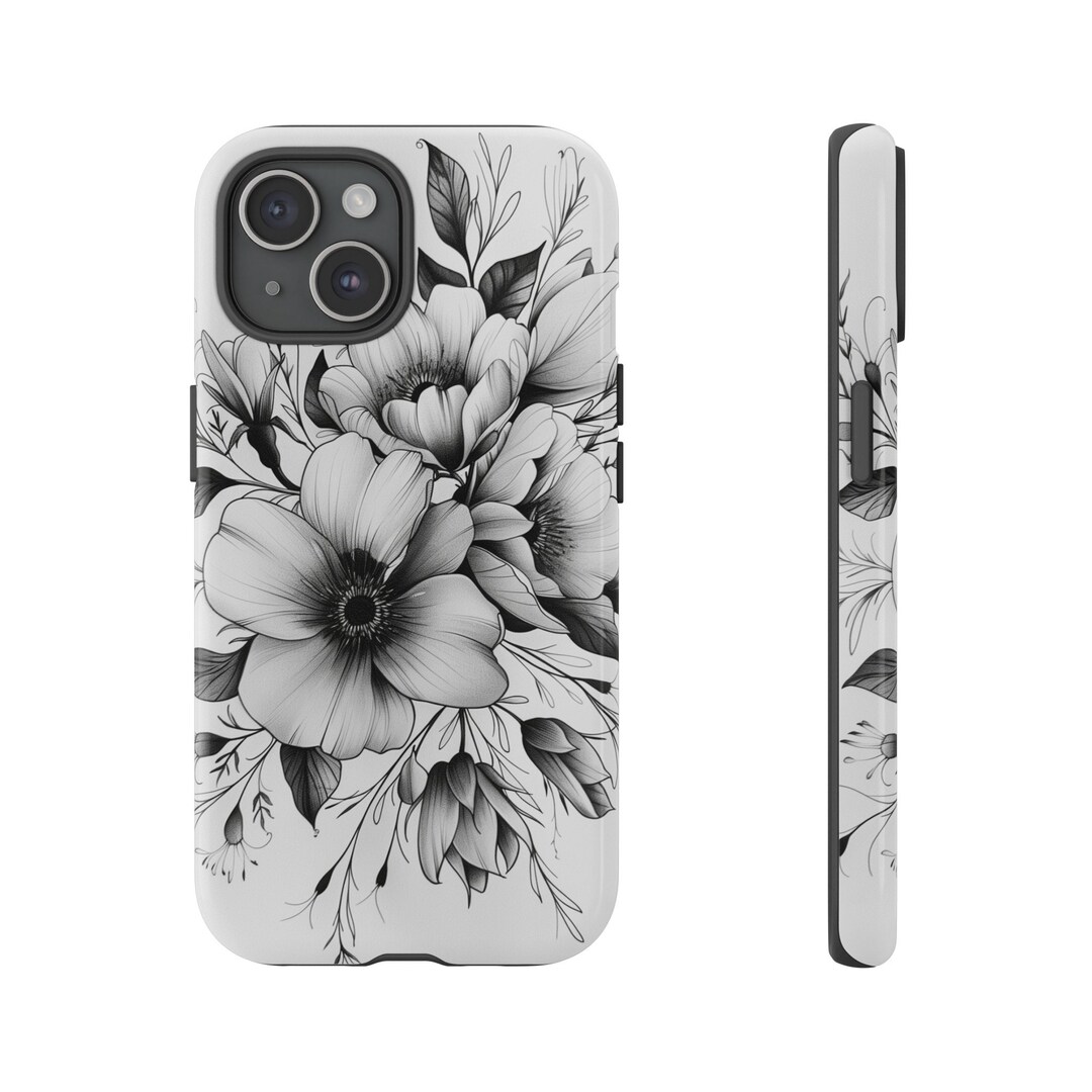 Retro Pen and Ink Floral Design Tough Cases for Apple Iphone, Samsung ...