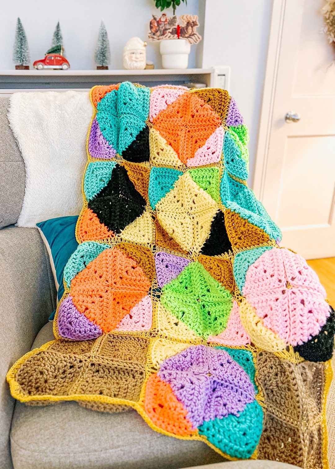 Easy Crochet Quilt, Blanket Pattern PDF, Colorful Crochet Afghan ...