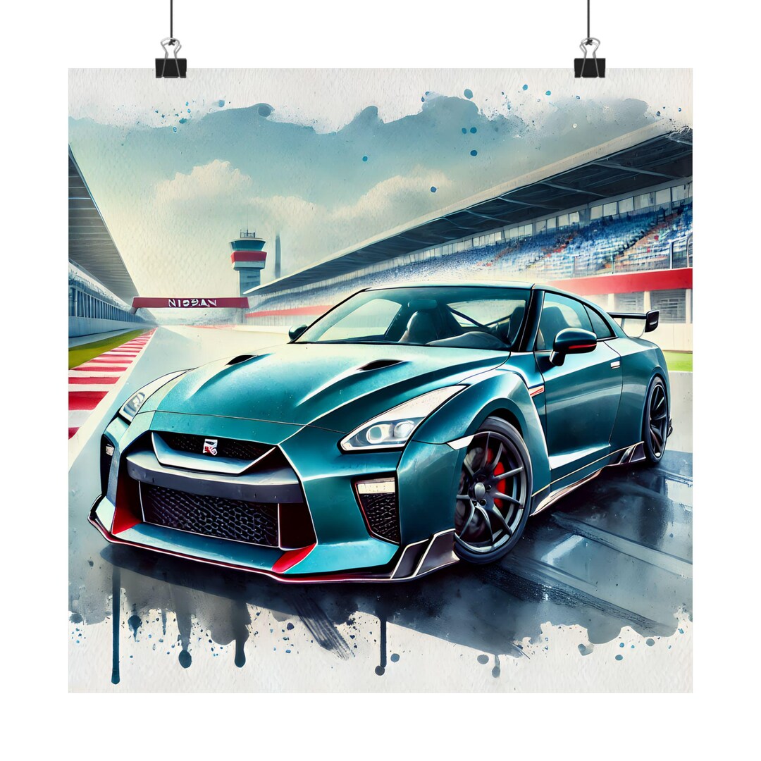 Nissan GTR R34 Poster Watercolor Artwork Satin Posters Gift for Dad ...