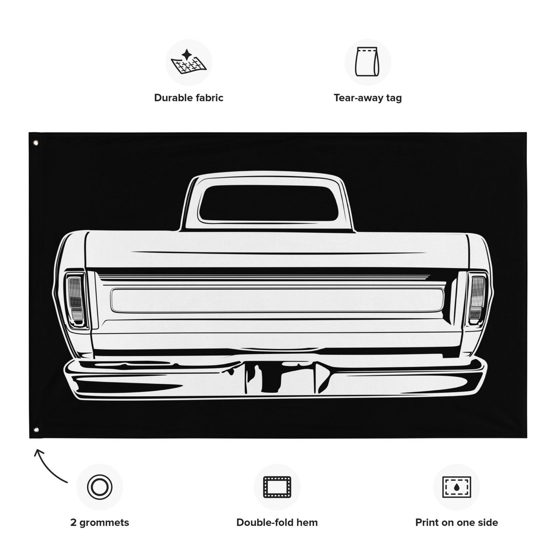 1967-69 F100 Pickup Truck Rear View Custom Flag 34 1/2 X 56, F100 Wall ...