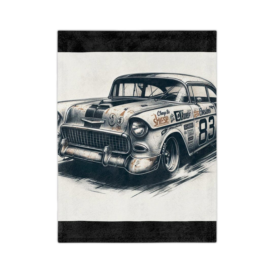 1955 Chevy Bel-air Racer Custom Sketch Artwork Velveteen Microfiber ...