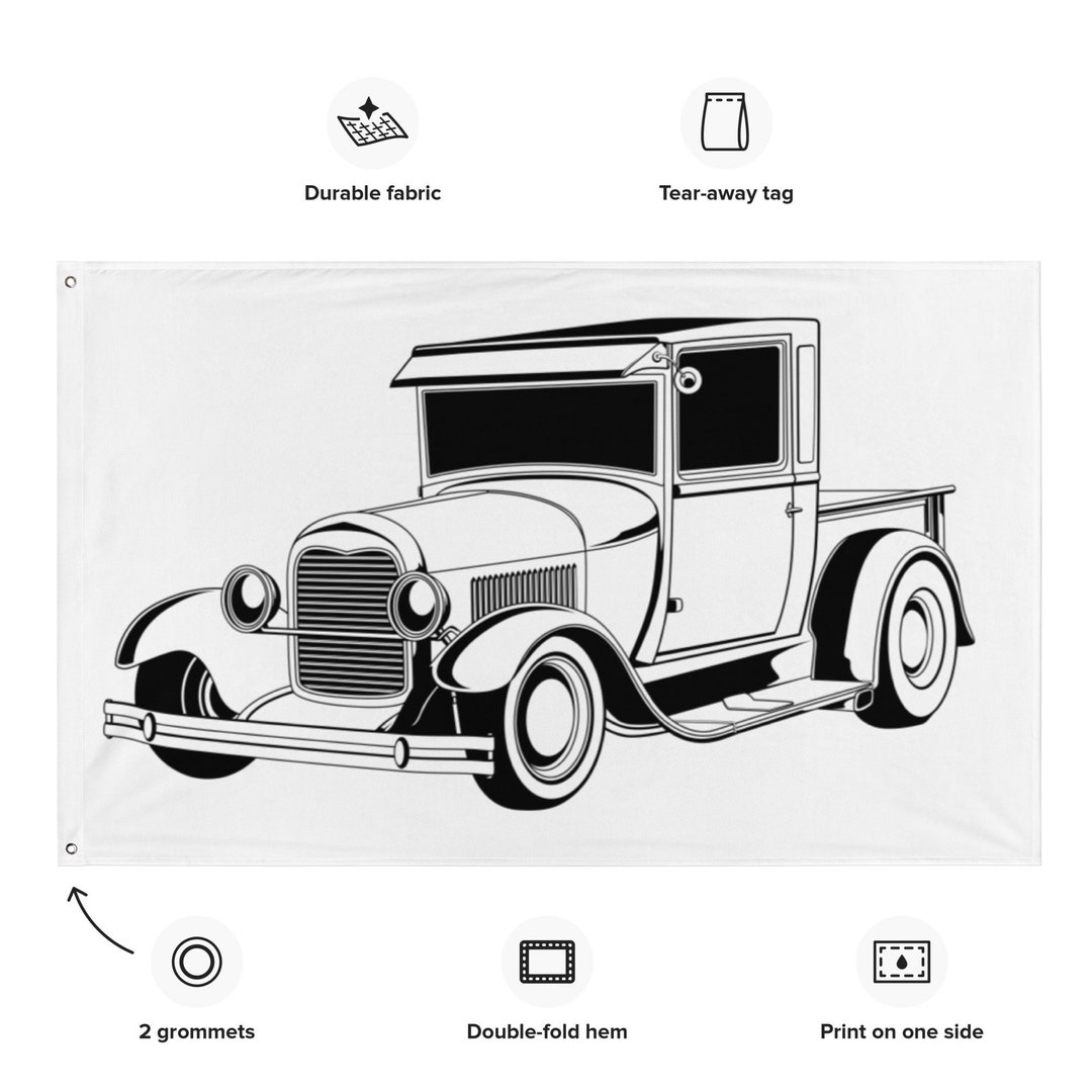 1928 Ford Model A Roadster Pickup Truck Custom Flag, Garage Wall Art ...