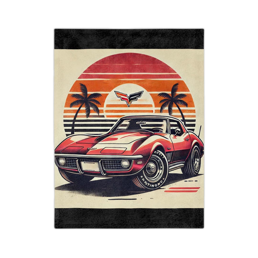 Vintage Corvette Stingray C3 Custom Art Velveteen Microfiber Blanket ...