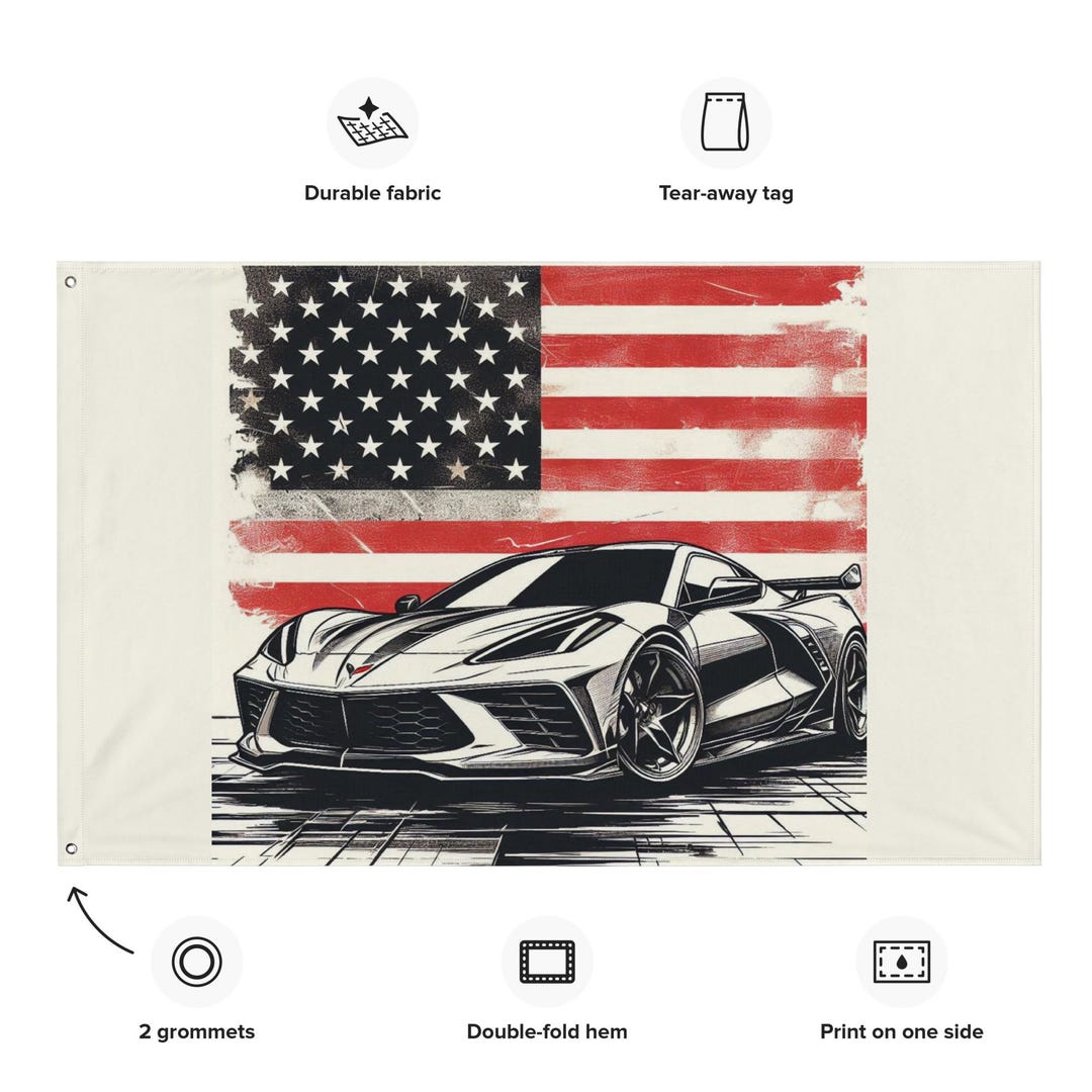 2024 Corvette Custom Art Flag, Car Art, Car Wall Art, Gift for Dad ...