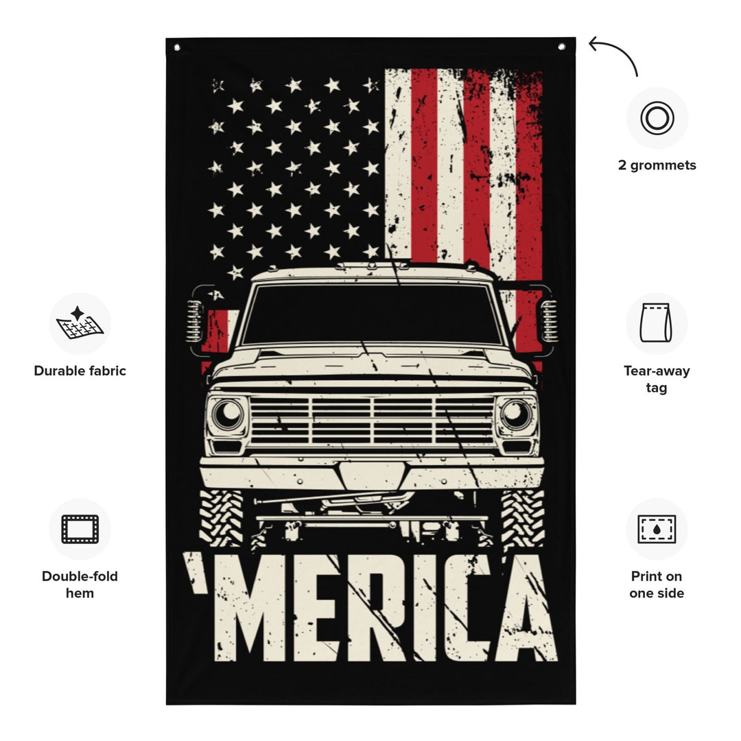 1970 Ford F250 High Boy Lifted Truck 'merica 4x4 4wd Flag, Gift for Dad ...