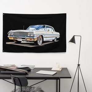 1964 Chevy Impala Custom Garage Flag, Impala Wall Flag, Man Cave Gift ...