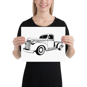 1946 Chevy Classic Pickup Truck Custom Poster, Garage Art, Gift for Dad ...