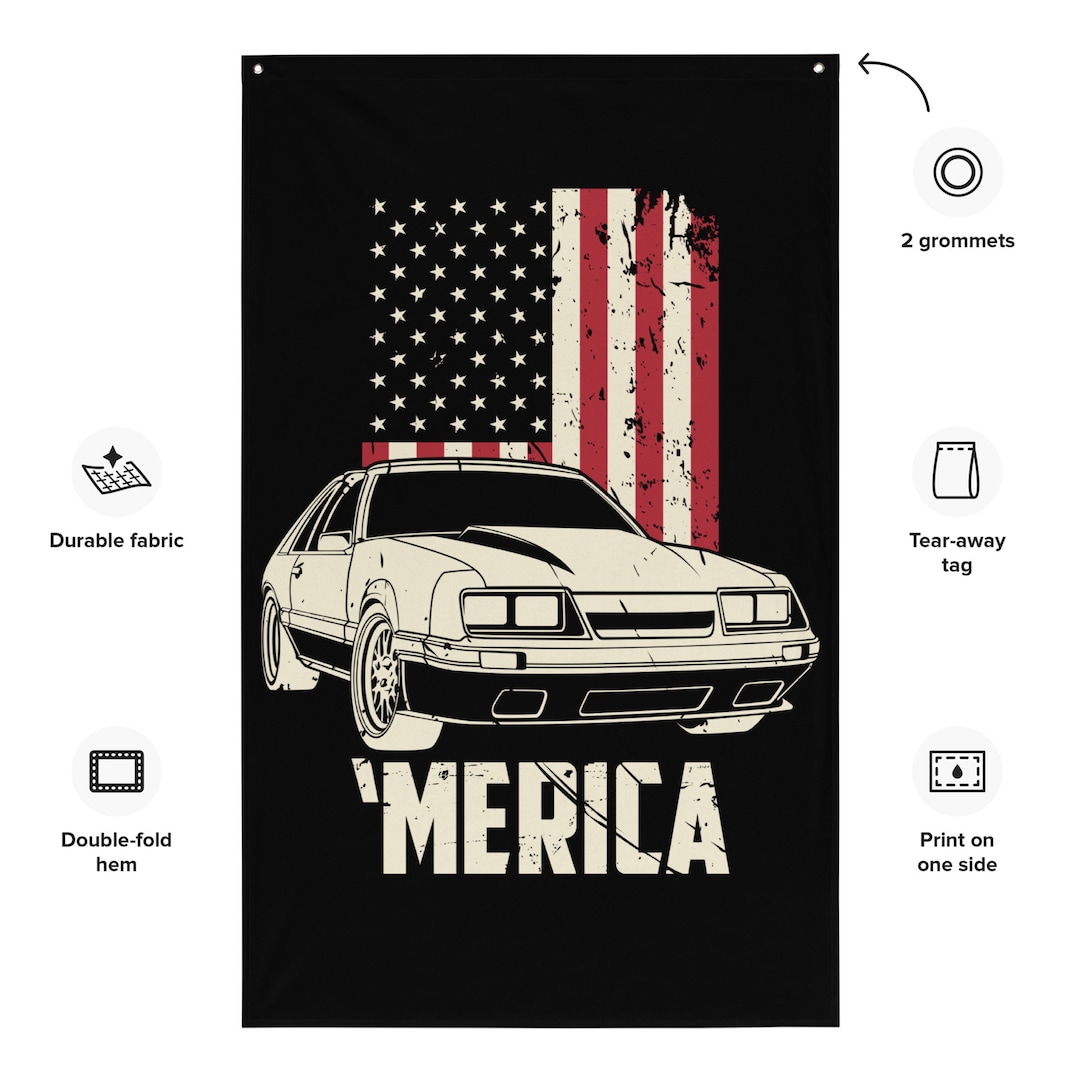 1983 Ford Mustang GT 5.0 Custom Flag, Ford Mustang GT, Mustang Gift ...