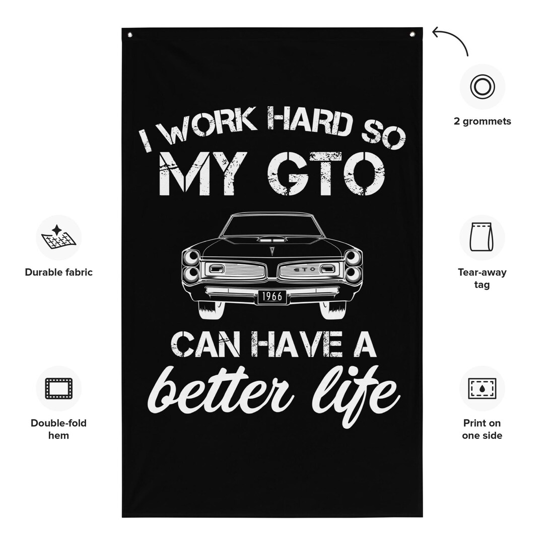 Vintage Pontiac GTO Custom Wall Flag, Funny GTO Gift, GTO Wall Art, Man ...