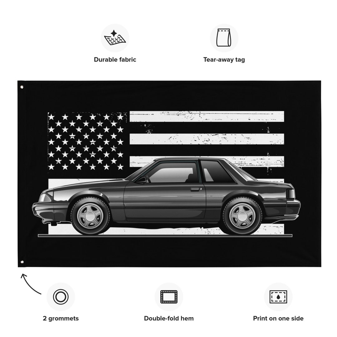 Ford Mustang Fox Body Custom Wall Flag, Mustang Wall Art, Garage Art ...