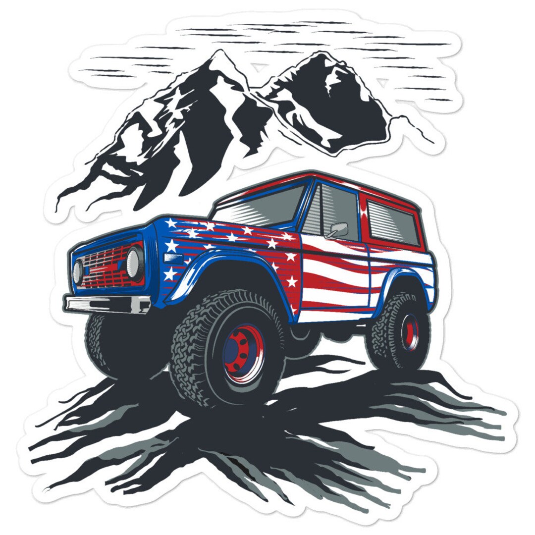 Ford Bronco Off-road Truck Stars and Stripes Bubble-free Stickers, Gift ...