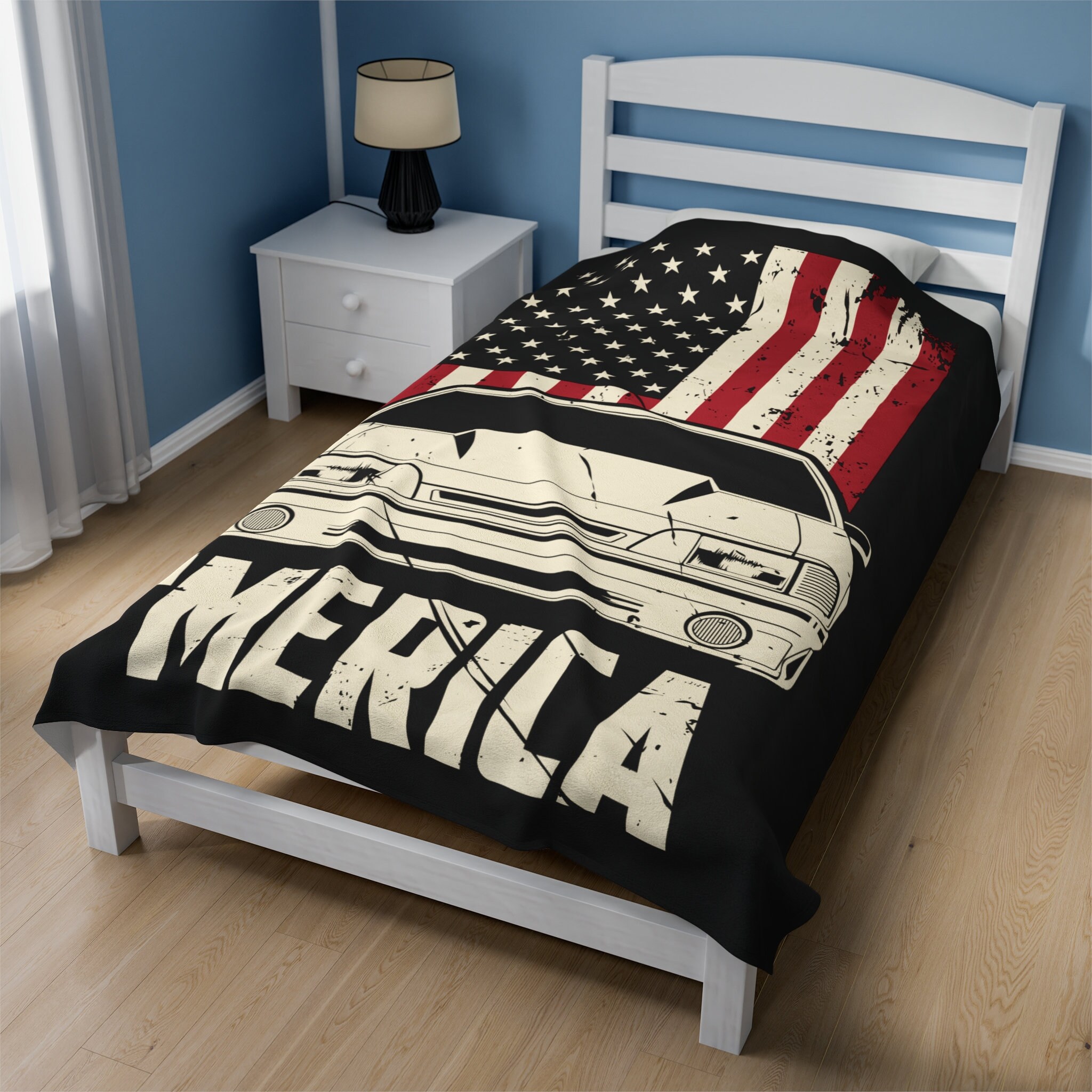 Ford Mustang Foxbody Throw Blanket, 5.0 Merica Style Velveteen Plush - Etsy