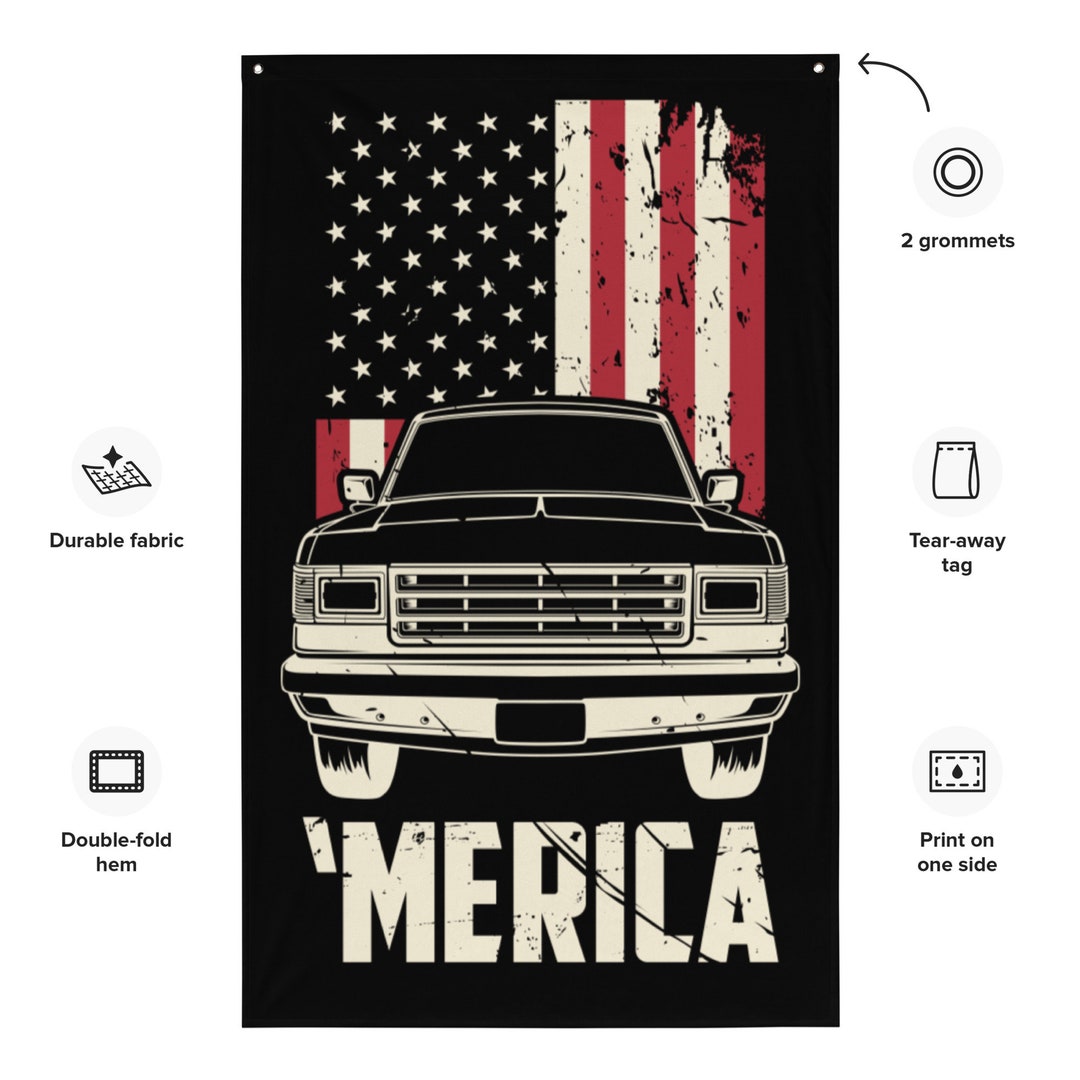1991 Ford Bronco Truck Flag Bronco Wall Garage Art Gift for - Etsy