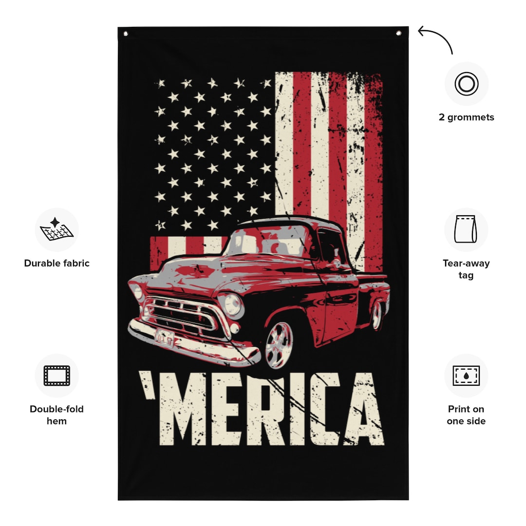 1957 Chevy 3100 Truck Flag 55 56 57 Chevrolet Pickup, Garage Wall ...