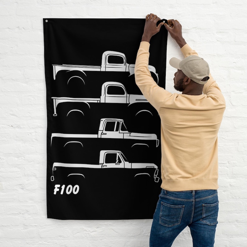 F100 Pickup Truck Evolution Line Art Wall Flag, Garage Decor - Etsy ...