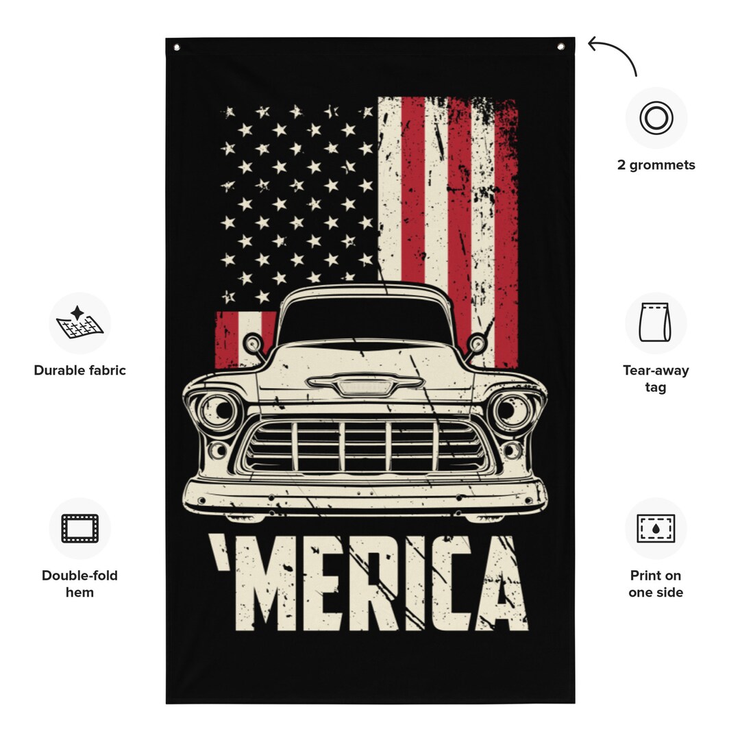 1955 Chevrolet 3100 Classic Truck Custom Wall Flag, 55 Chevy Pickup ...
