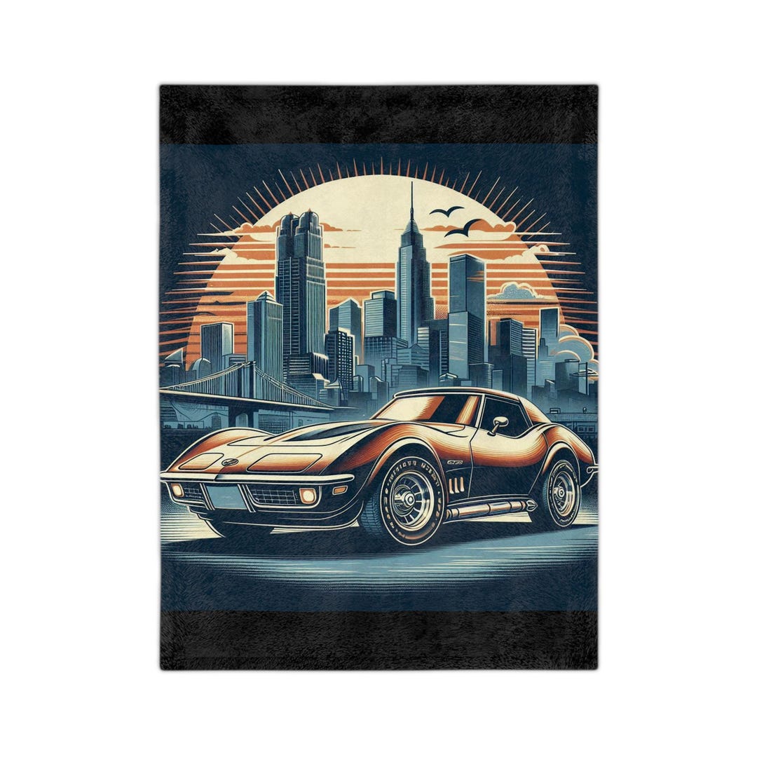 Vintage Corvette Stingray C3 Custom Art Velveteen Microfiber Blanket ...