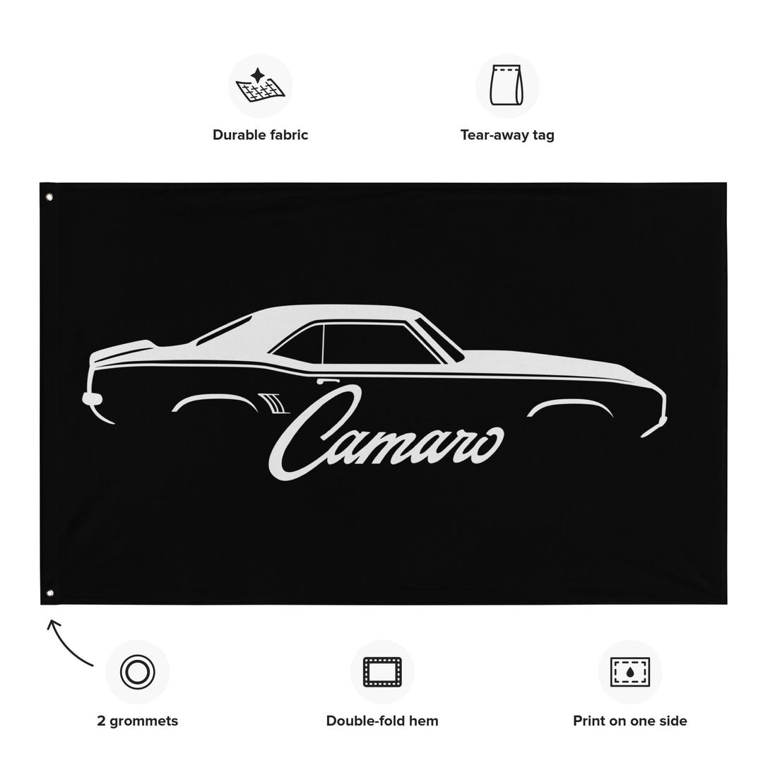 1968-69 Chevy Camaro Custom Wall Flag, Garage Wall Art, Camaro Wall Art ...