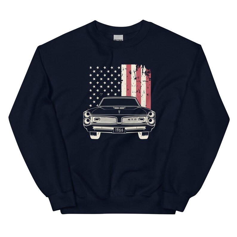 1966 Pontiac GTO Sweatshirt, USA Flag, Classic Car Gift - Etsy